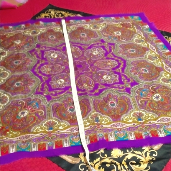 Other | Very Vintage Beautiful Silk Scarf Tablecloth Red Purple Gold ...